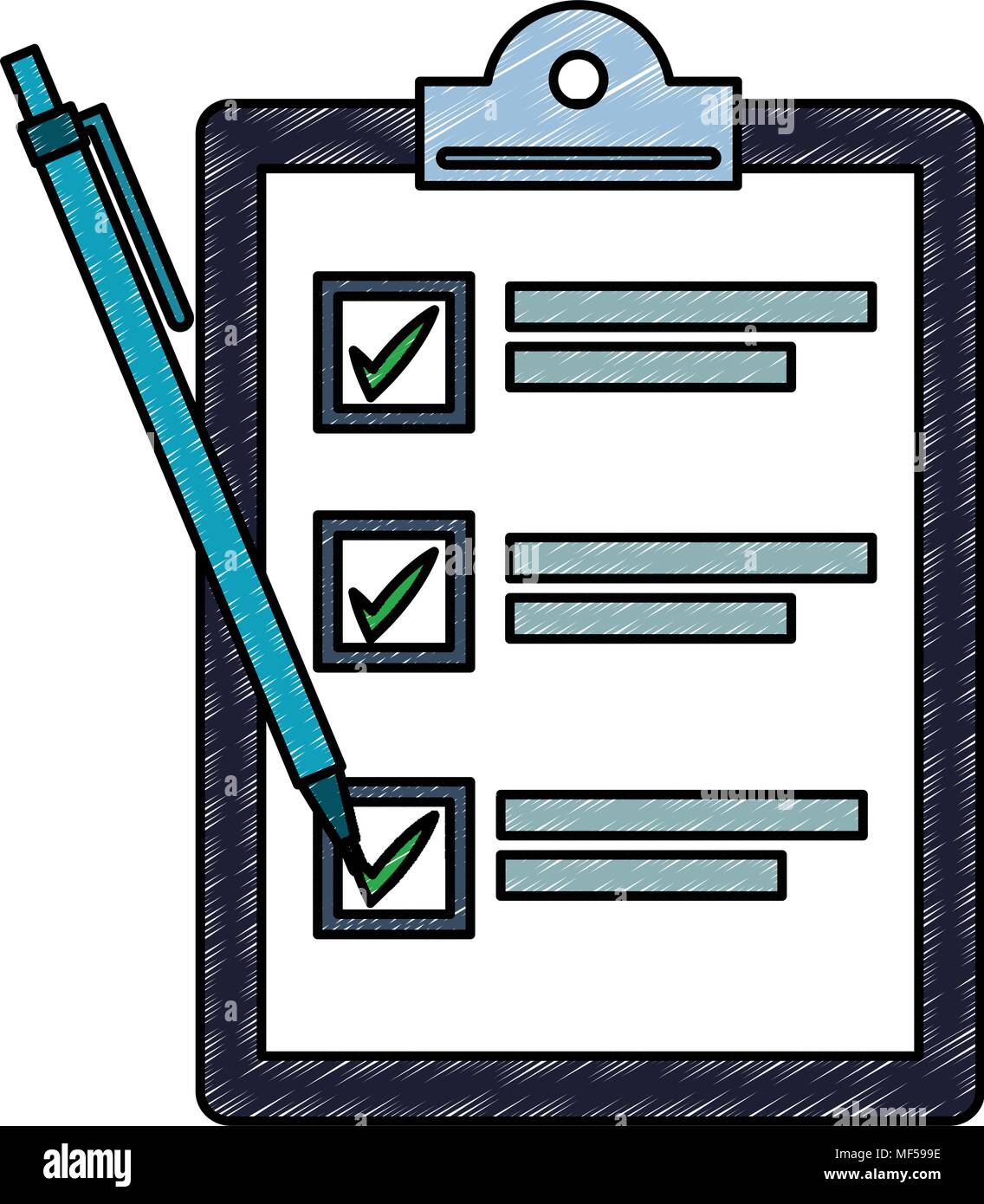 Checklist with pen scribble Stock Vector Image & Art - Alamy