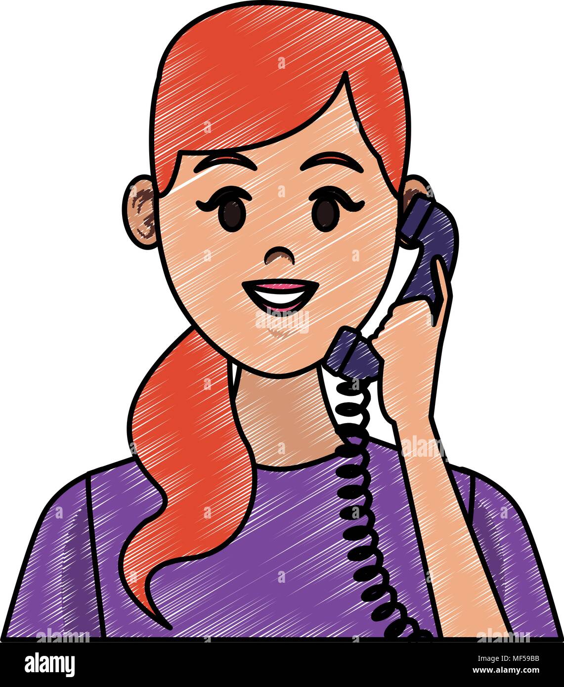 Woman at telephone scribble Stock Vector Image & Art - Alamy