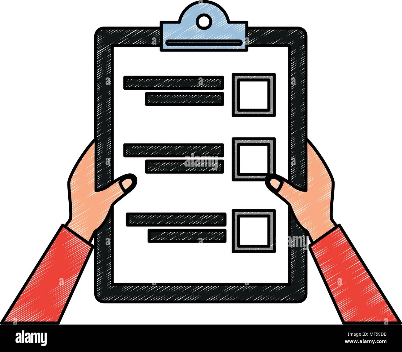 Hands with checklist scribble Stock Vector Image & Art - Alamy