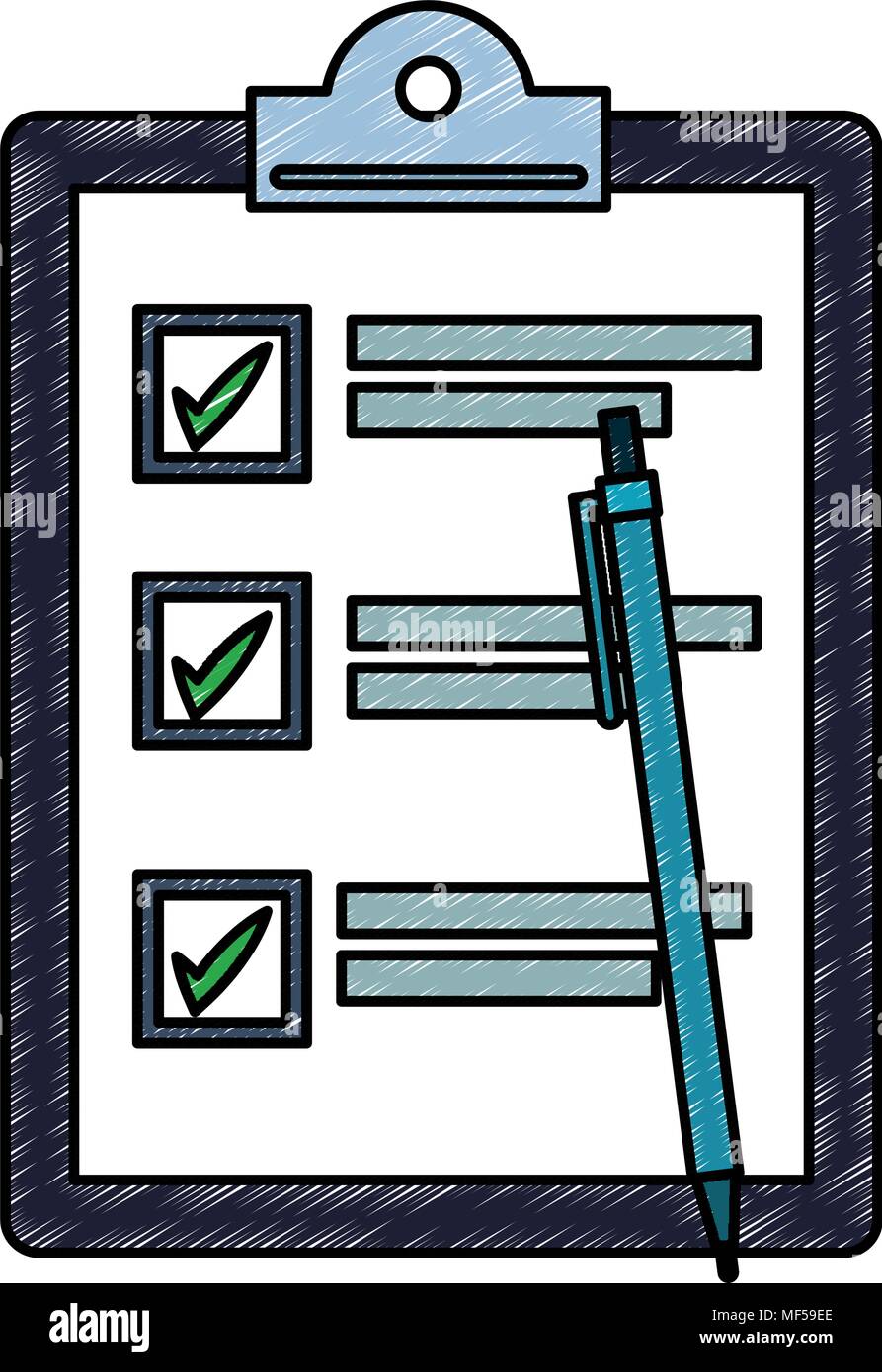 Checklist with pen scribble Stock Vector Image & Art - Alamy