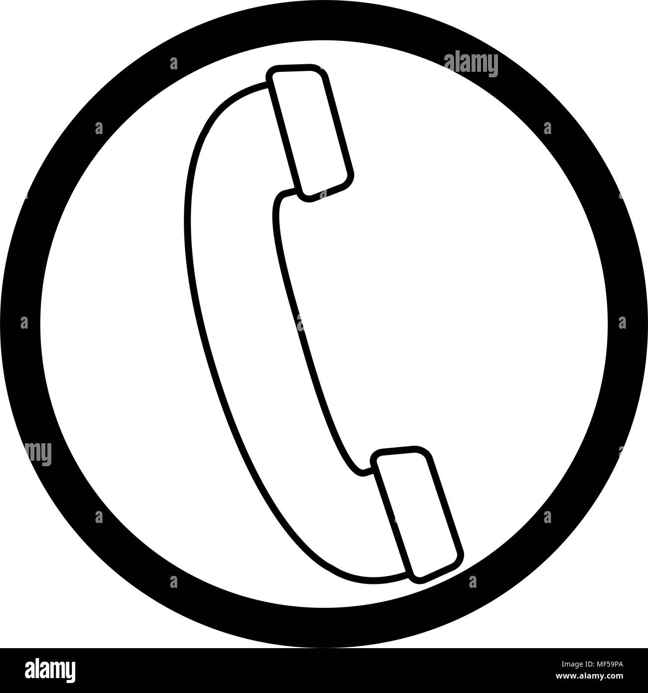 Telephone round symbol on black and white Stock Vector Image & Art - Alamy