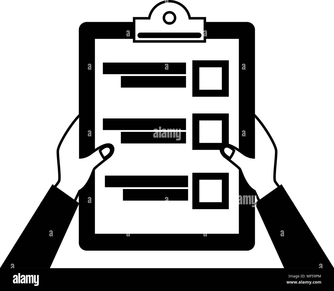 Hands with checklist on black and white Stock Vector Image & Art - Alamy