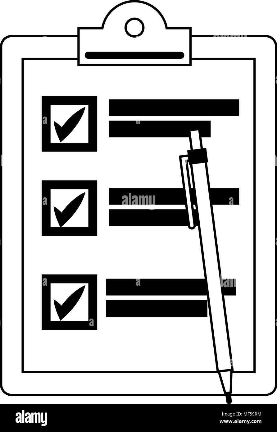 Checklist with pen on black and white Stock Vector Image & Art - Alamy