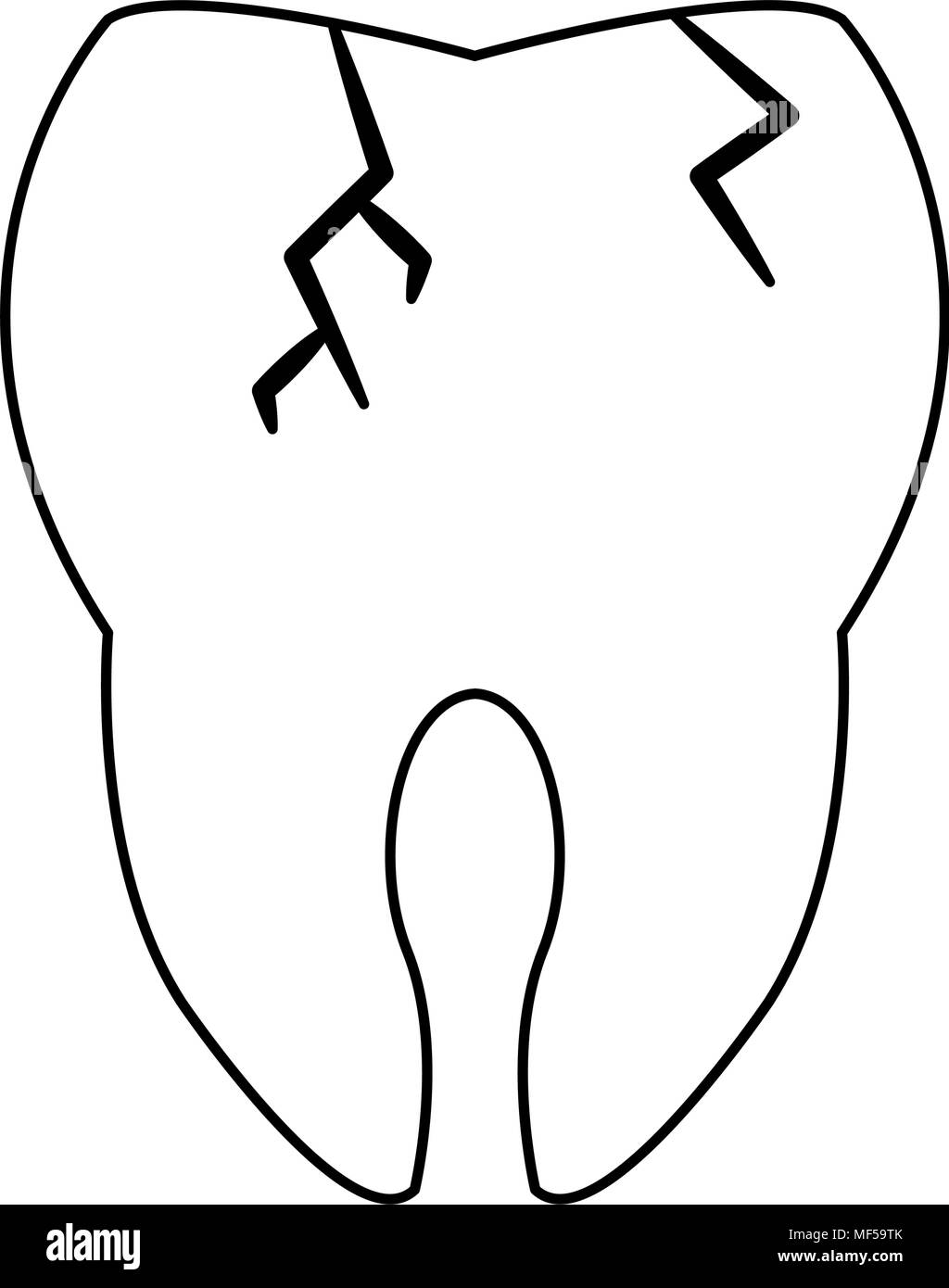 Tooth broken cartoon on black and white Stock Vector Image & Art - Alamy
