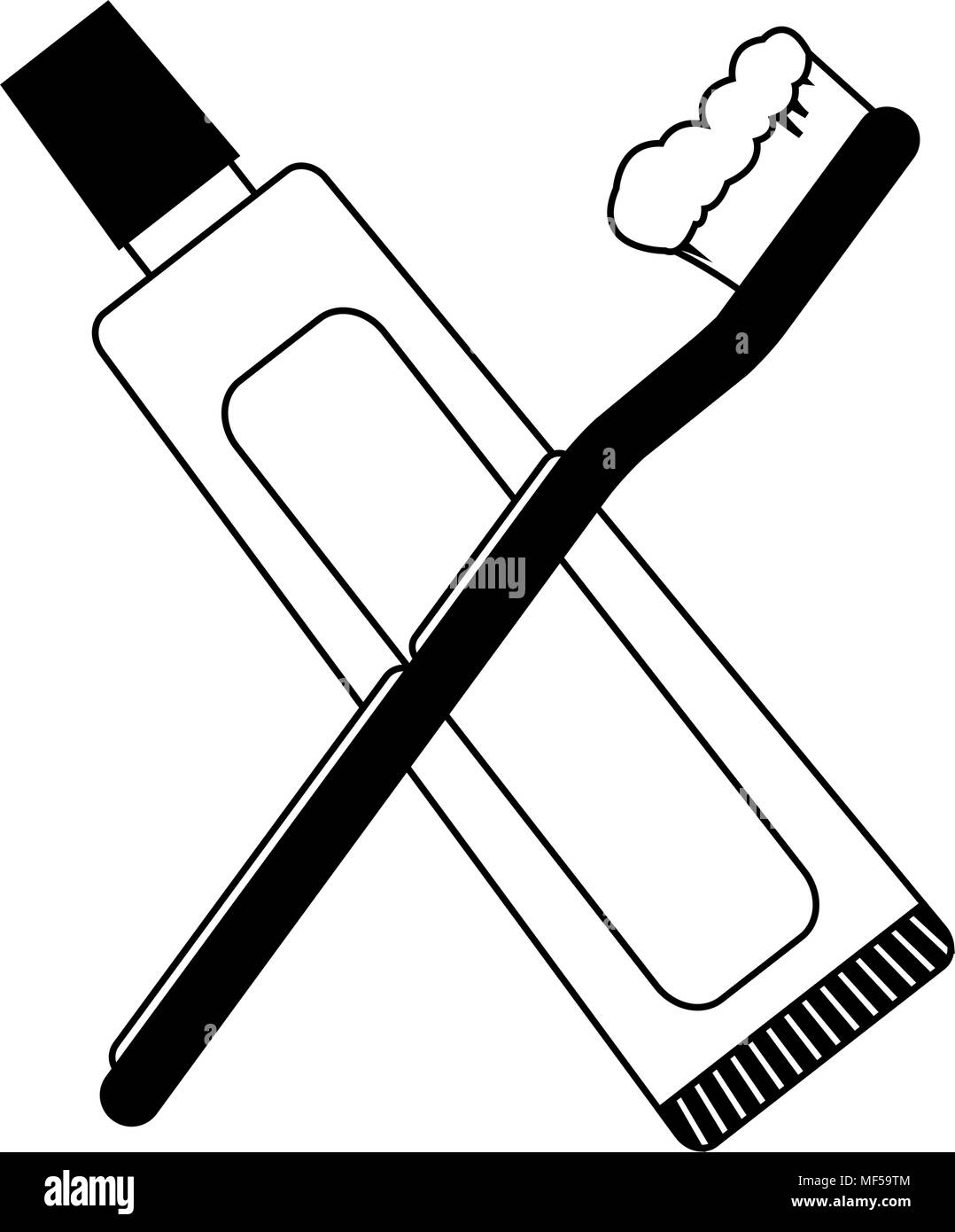 Tootbrush and toothpaste on black and white Stock Vector Image & Art ...