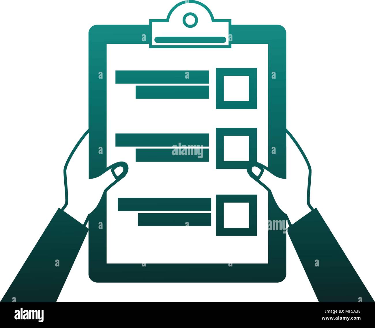 Hands with checklist on blue lines Stock Vector Image & Art - Alamy