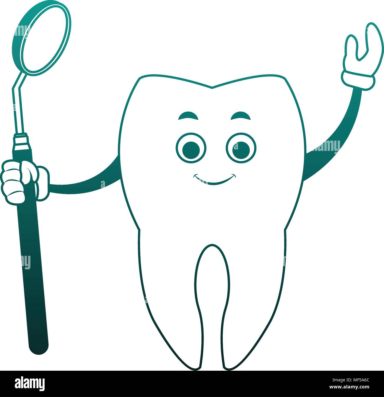 Tooth with dental tools funny cartoon on blue lines Stock Vector Image ...