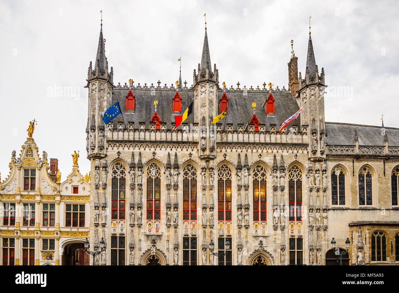 Architecture of the Market square in the Historic Centre of Bruges ...
