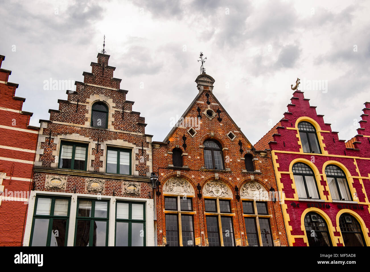 Architecture of the Market square in the Historic Centre of Bruges ...