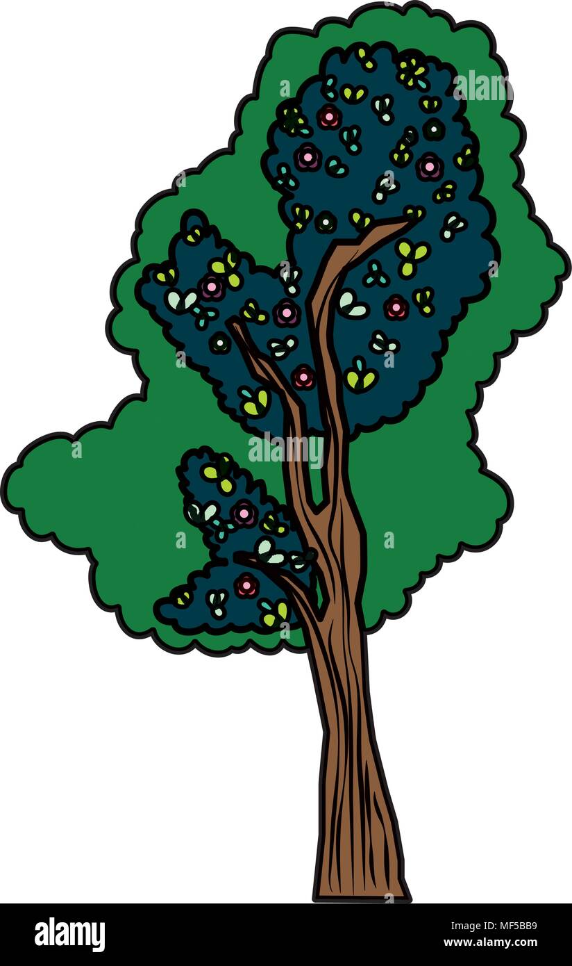 color tree stalk with exotic leaves branches Stock Vector Image & Art ...