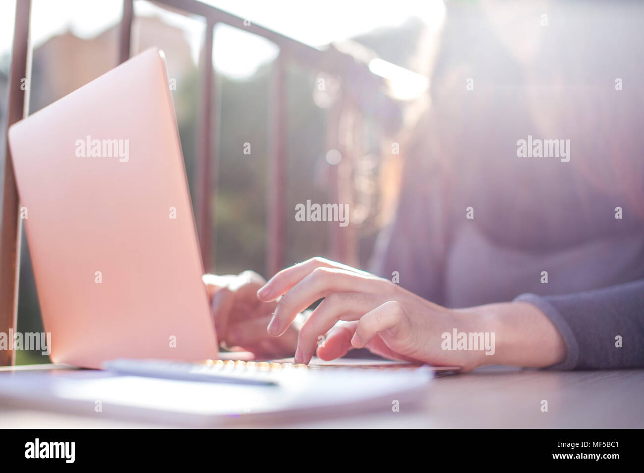Young womans hand using hi-res stock photography and images - Alamy