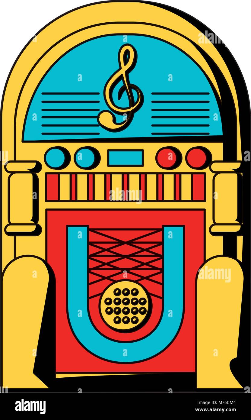 retro rockola icon over white background, colorful design. vector ...