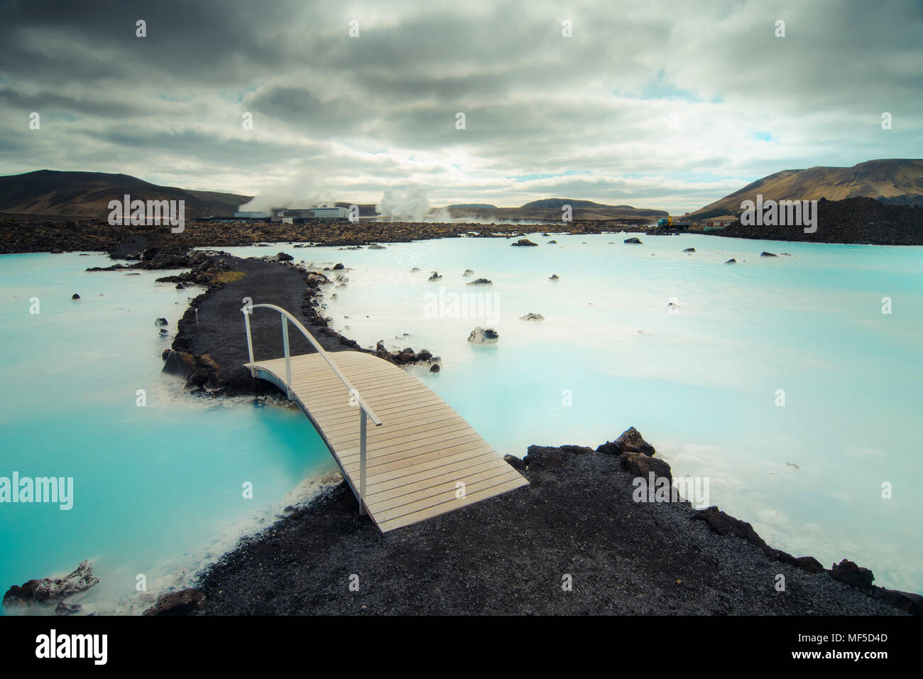 Iceland, Blue lagoon, bridge Stock Photo - Alamy
