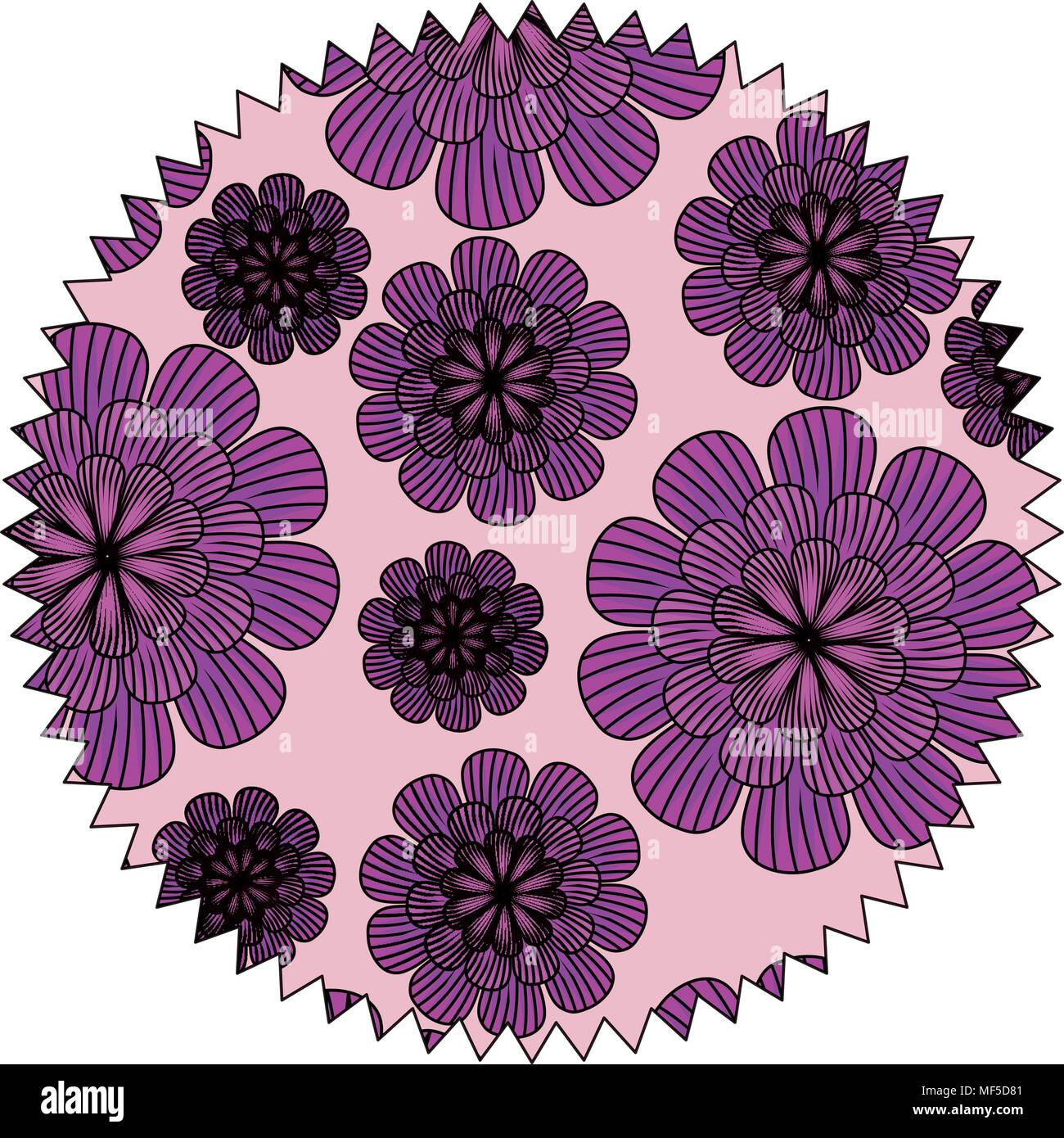 circular frame with floral background, colorful design. vector ...