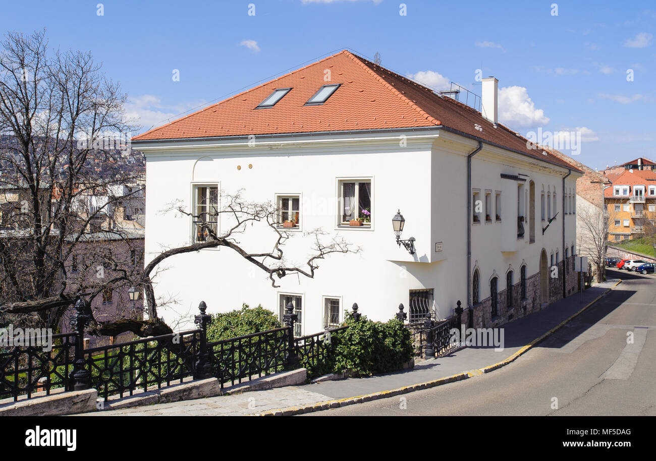 Modern house with a red roof Stock Photo - Alamy