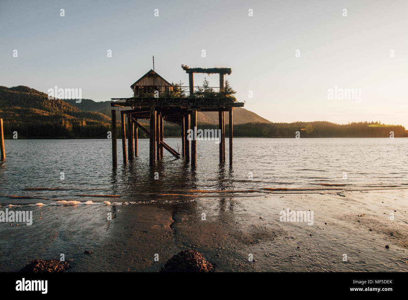 Canada, British Columbia, Kaien Island, Port Edward, Stilt hut Stock ...