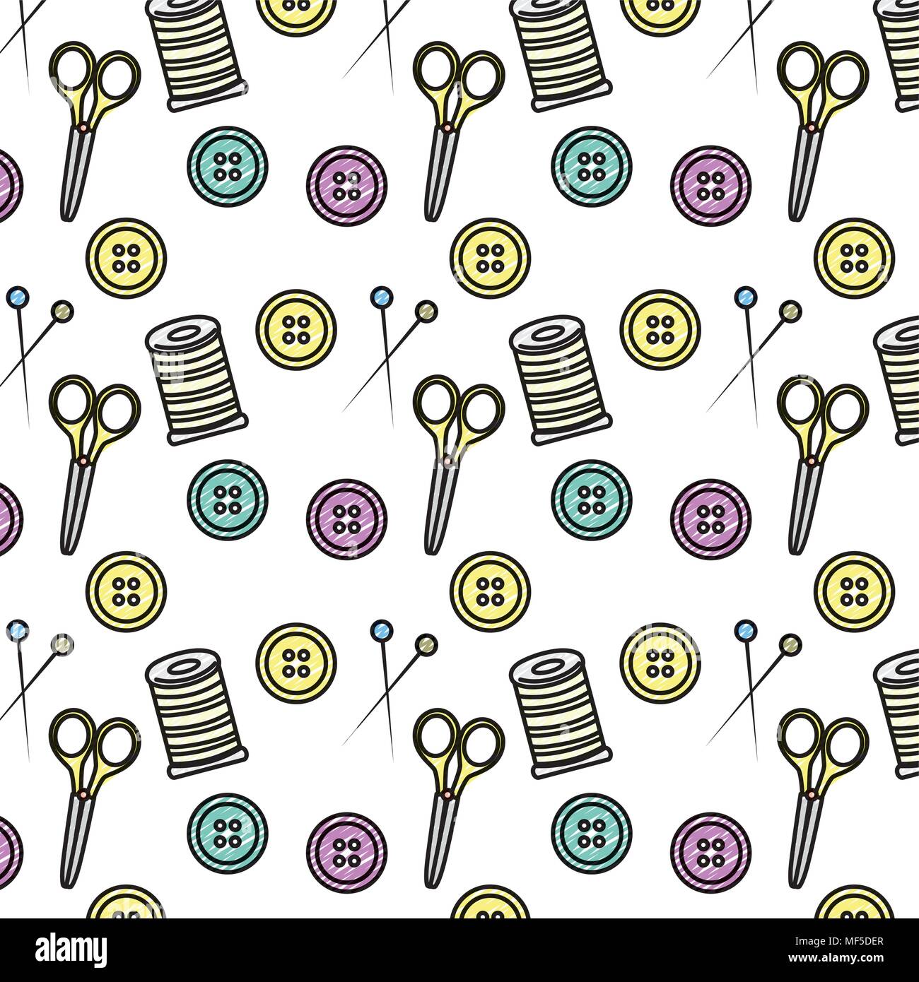 doodle sewing textile fashion objects background Stock Vector Image ...