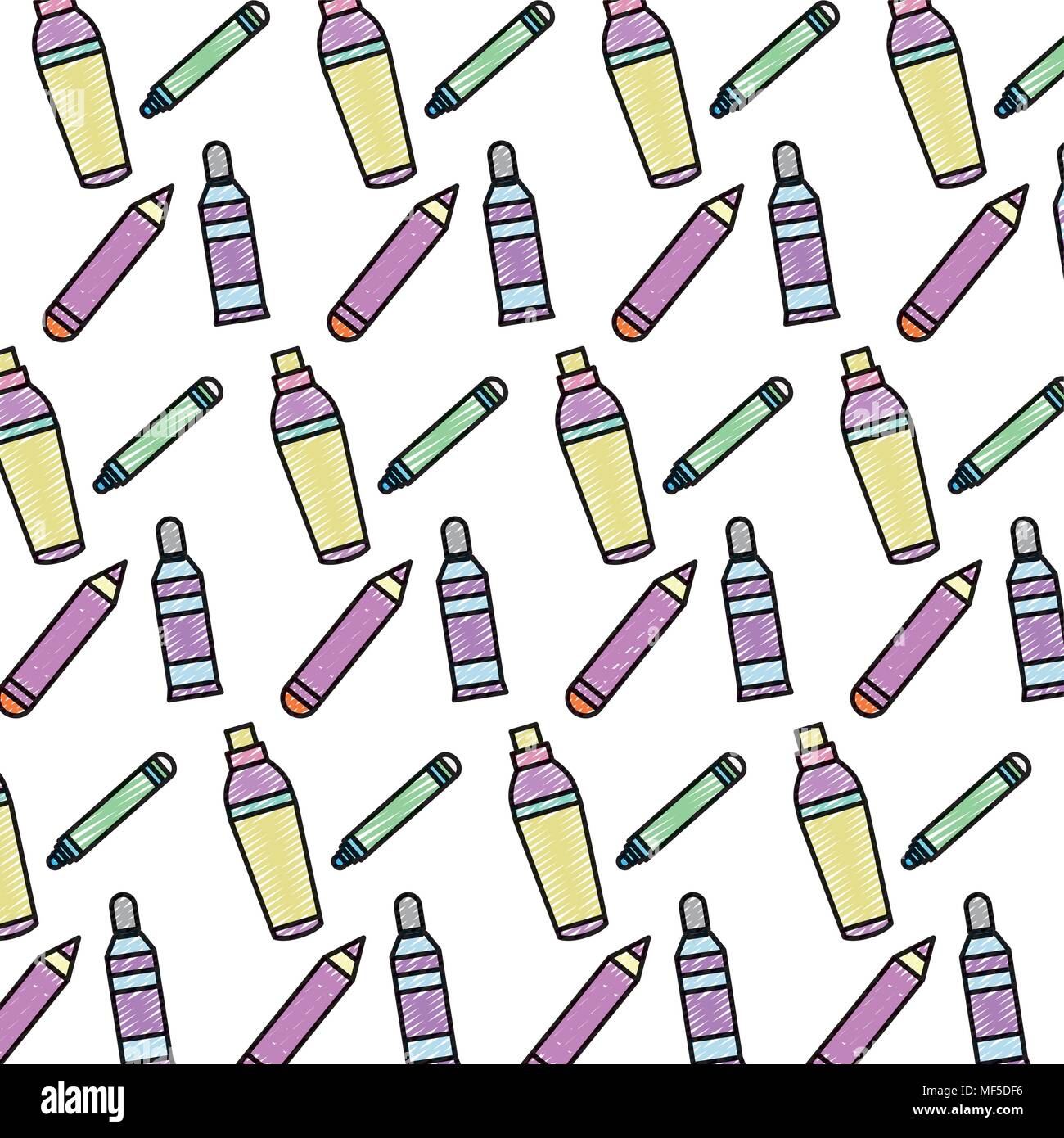 doodle highlighter pen and colored pencil background Stock Vector Image ...