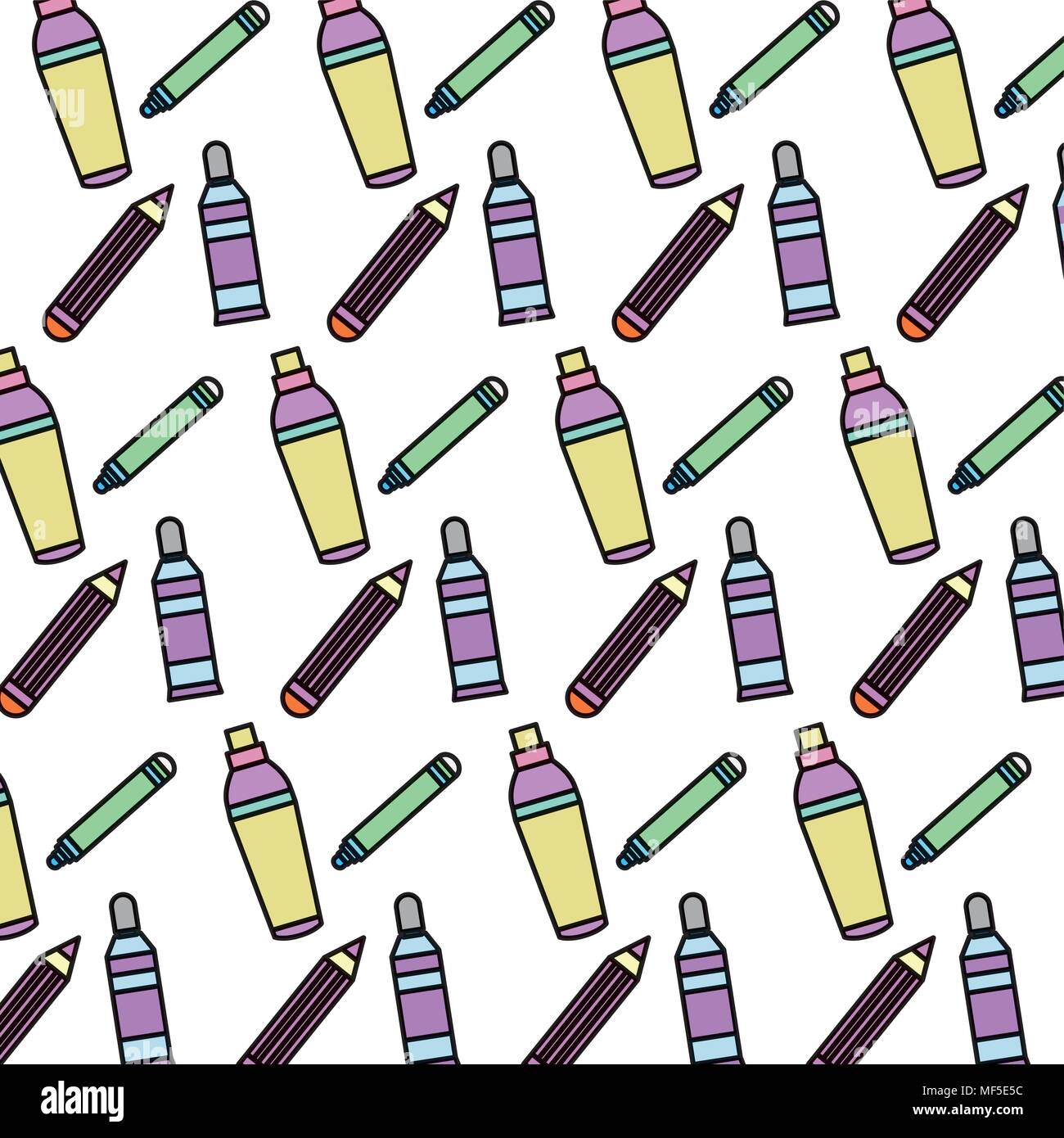 color highlighter pen and colored pencil background Stock Vector Image ...