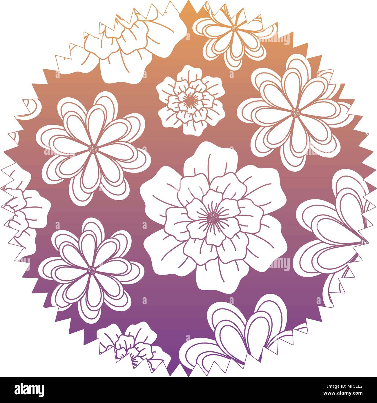 circular frame with floral background, colorful design. vector ...