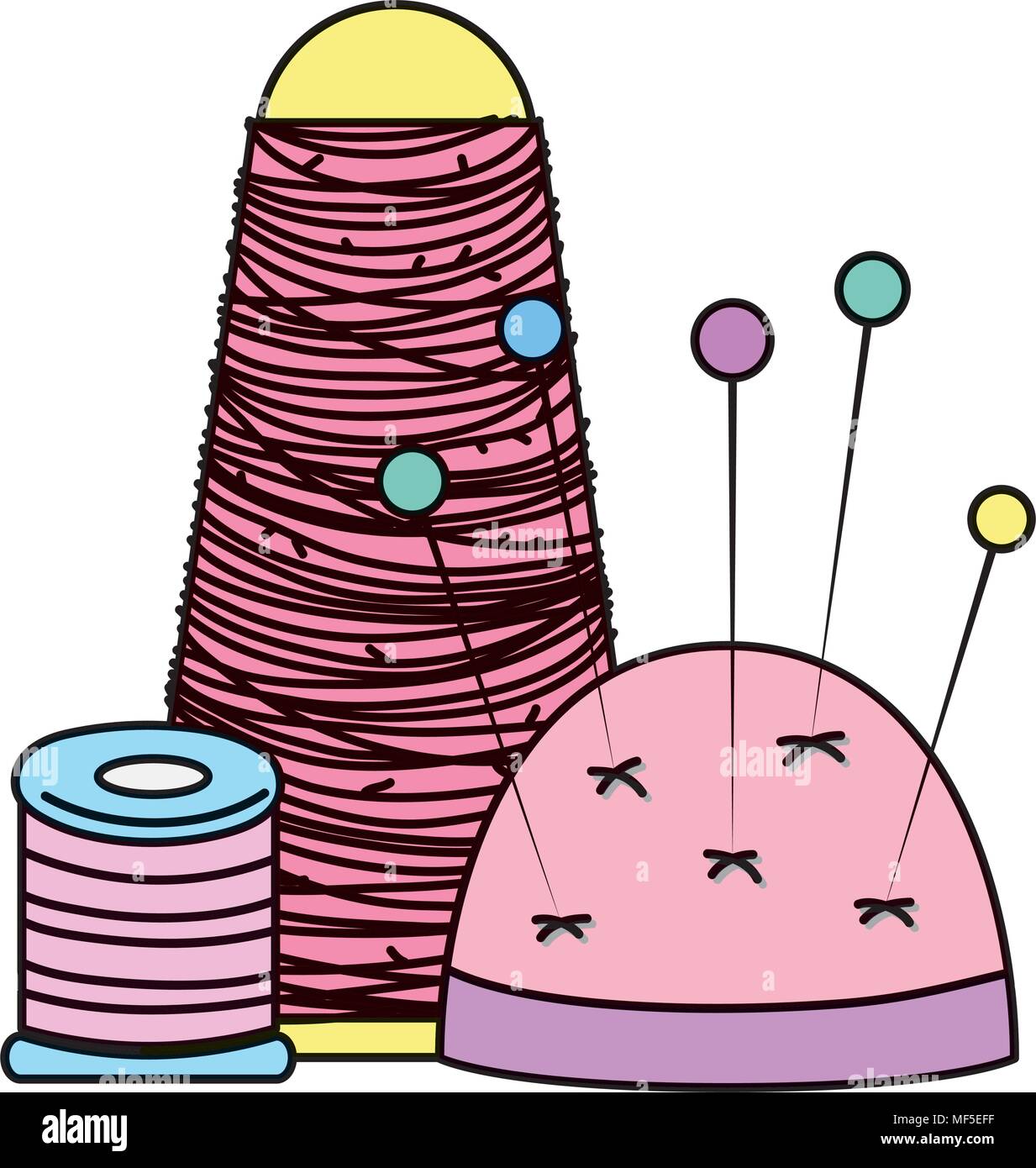 color tailor thread with pin sewing chishion Stock Vector Image & Art ...