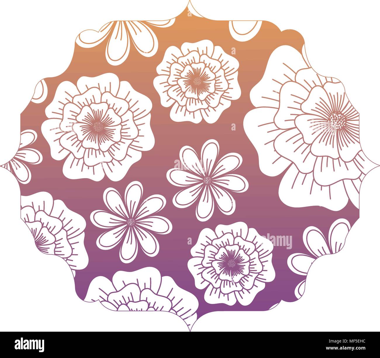 decorative arabic frame with beautiful flowers design over white ...
