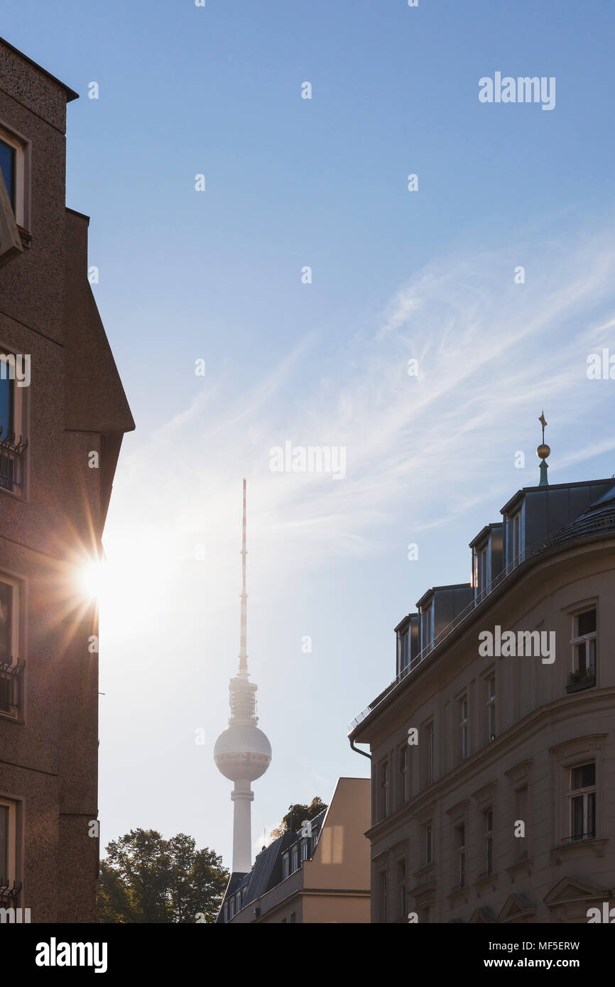 Germany, Berlin, view to television tower at backlight Stock Photo - Alamy