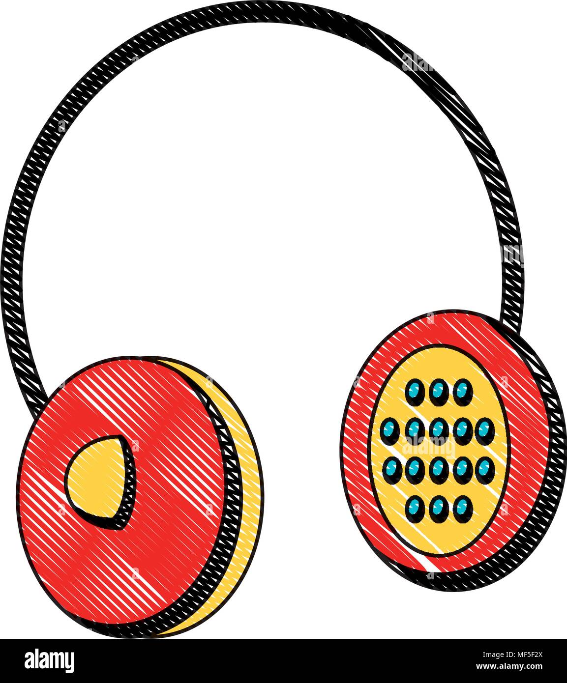 retro headphones icon over white background, pop art style, vector ...