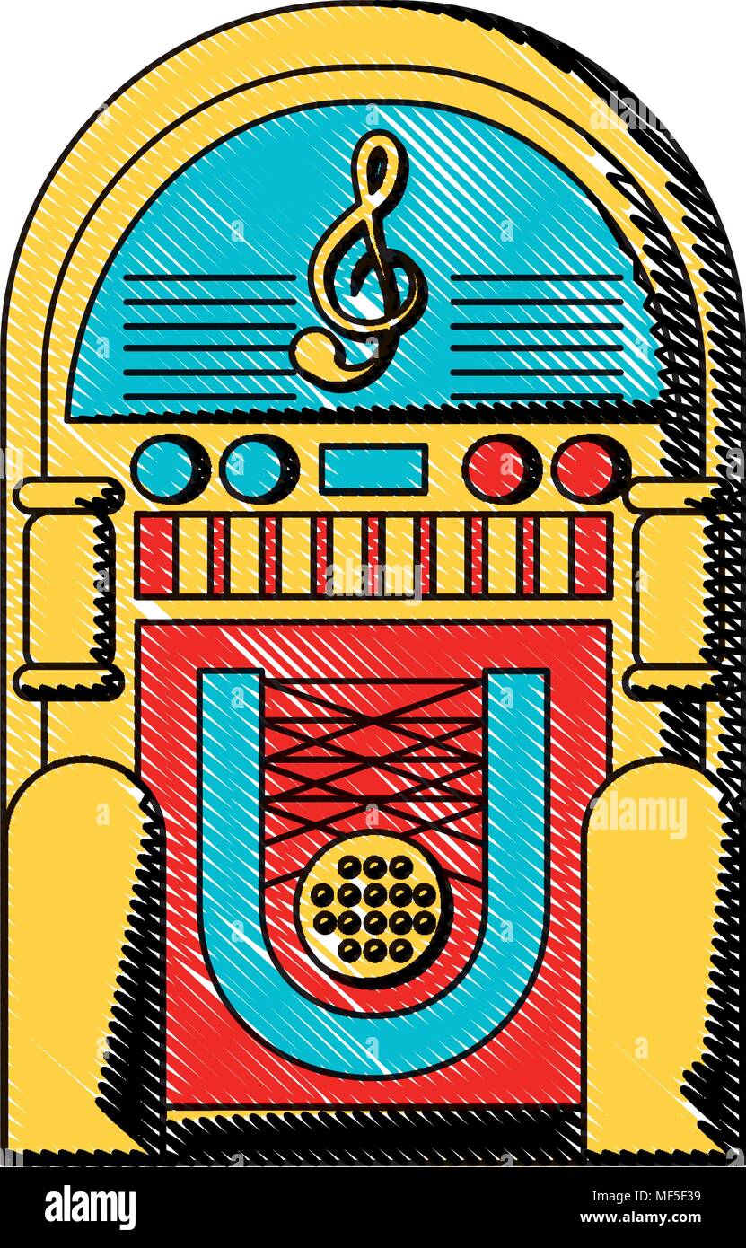 retro rockola icon over white background, colorful design. vector ...