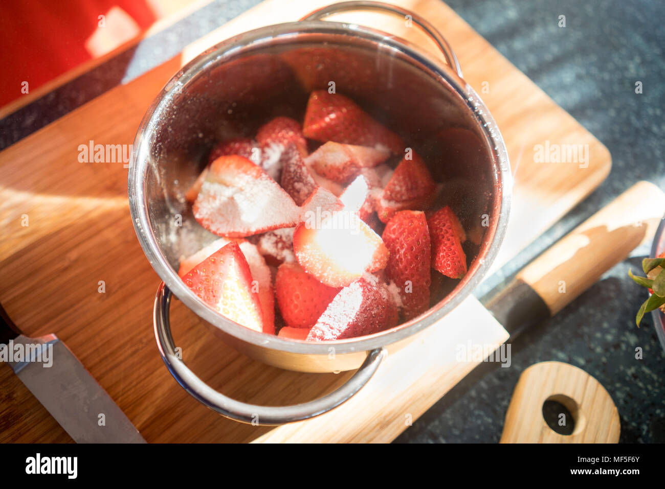 Making strawberry jam in cooking pot Stock Photo - Alamy
