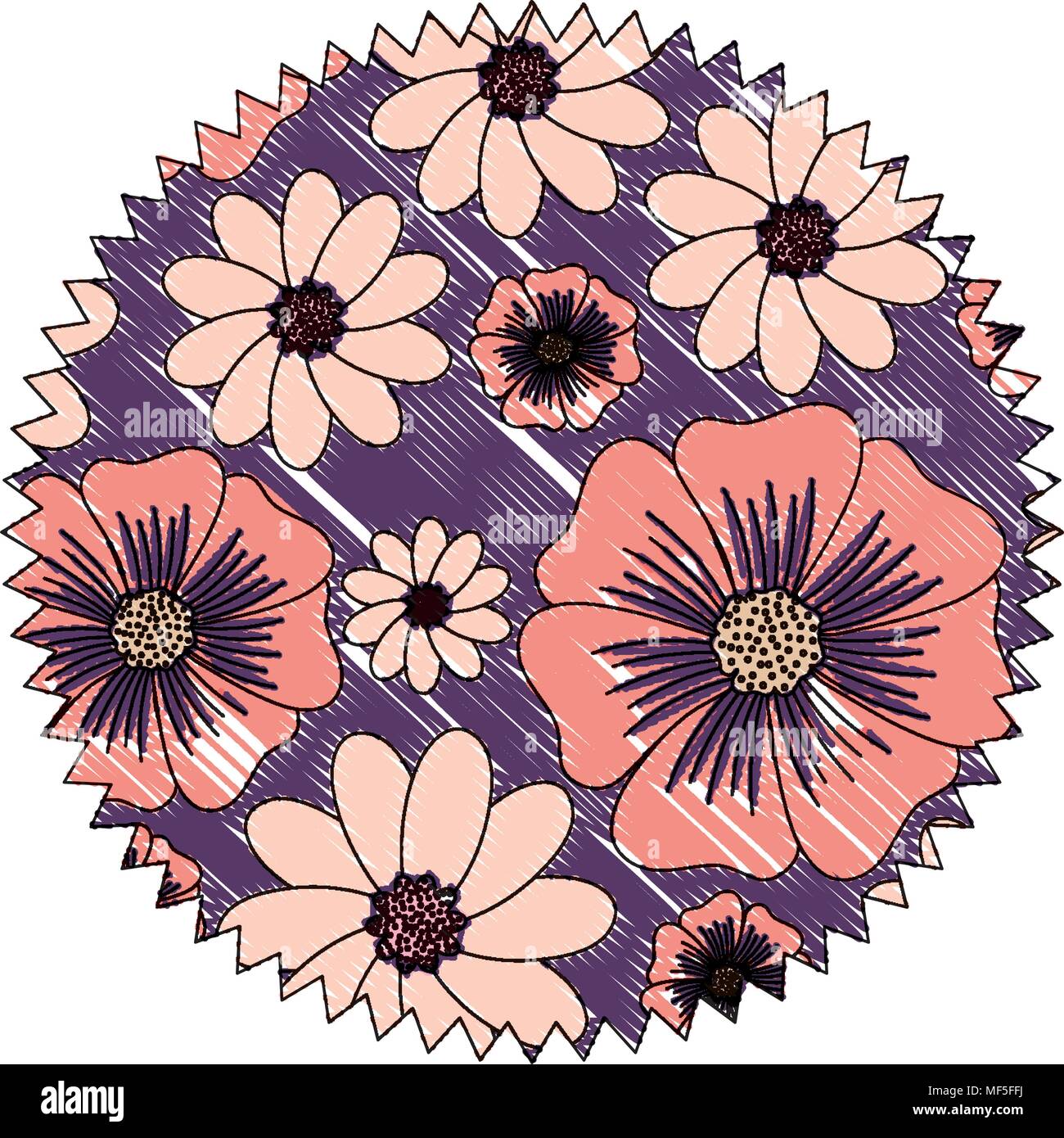 circular frame with floral background, colorful design. vector ...