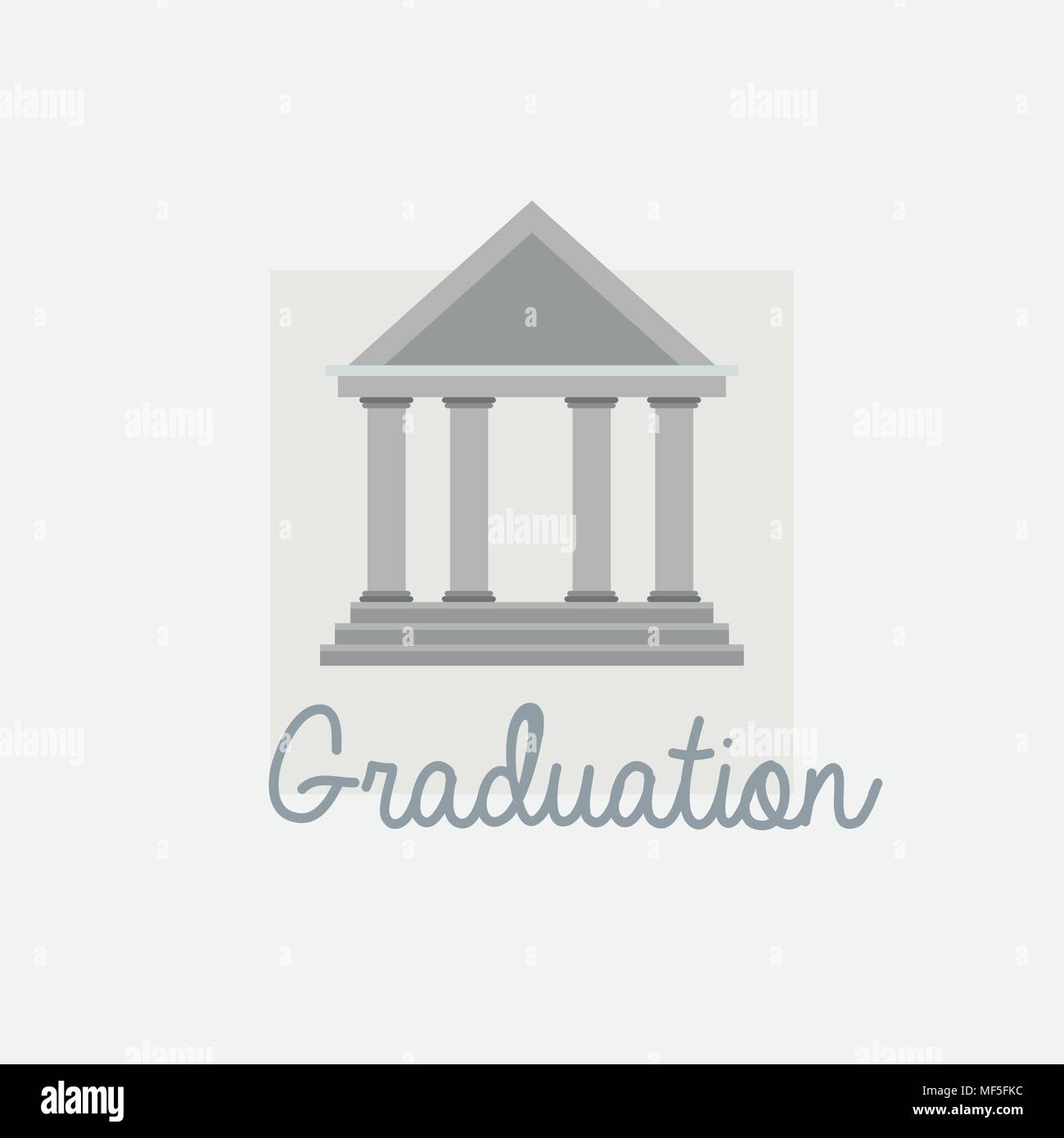graduation design with university building symbol over white background ...