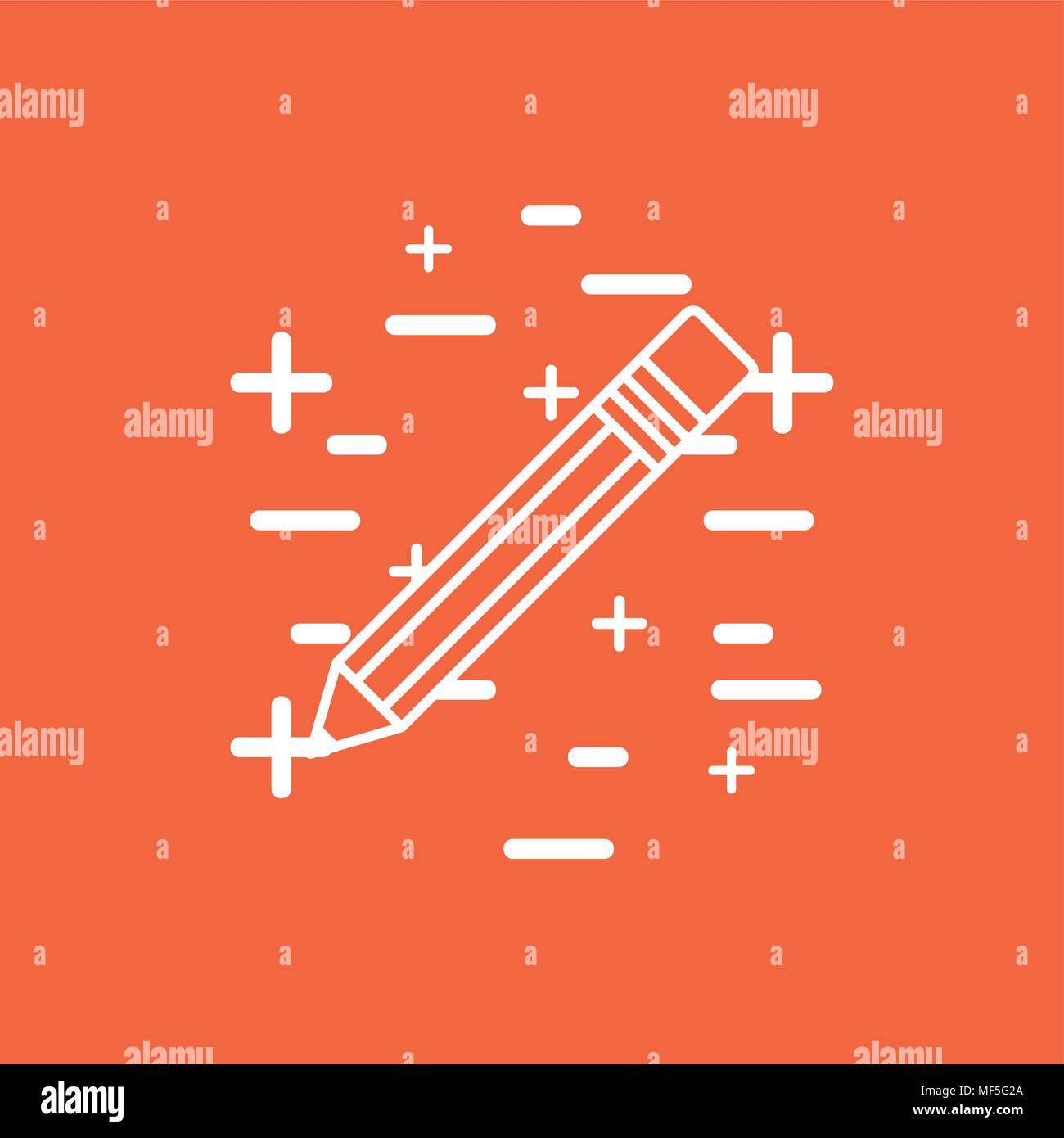 pencil icon over orange background, line design. vector illustration ...