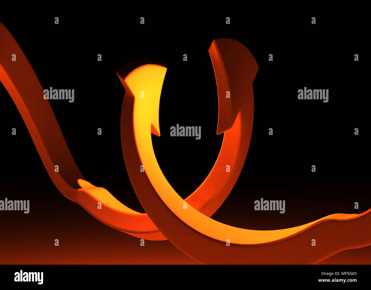 Illuminated Orange 3d Arrows, isolated Stock Photo - Alamy