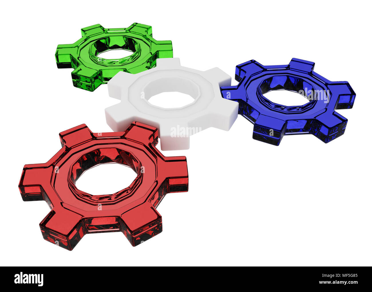 4 Colored 3d Gears, isolated Stock Photo - Alamy