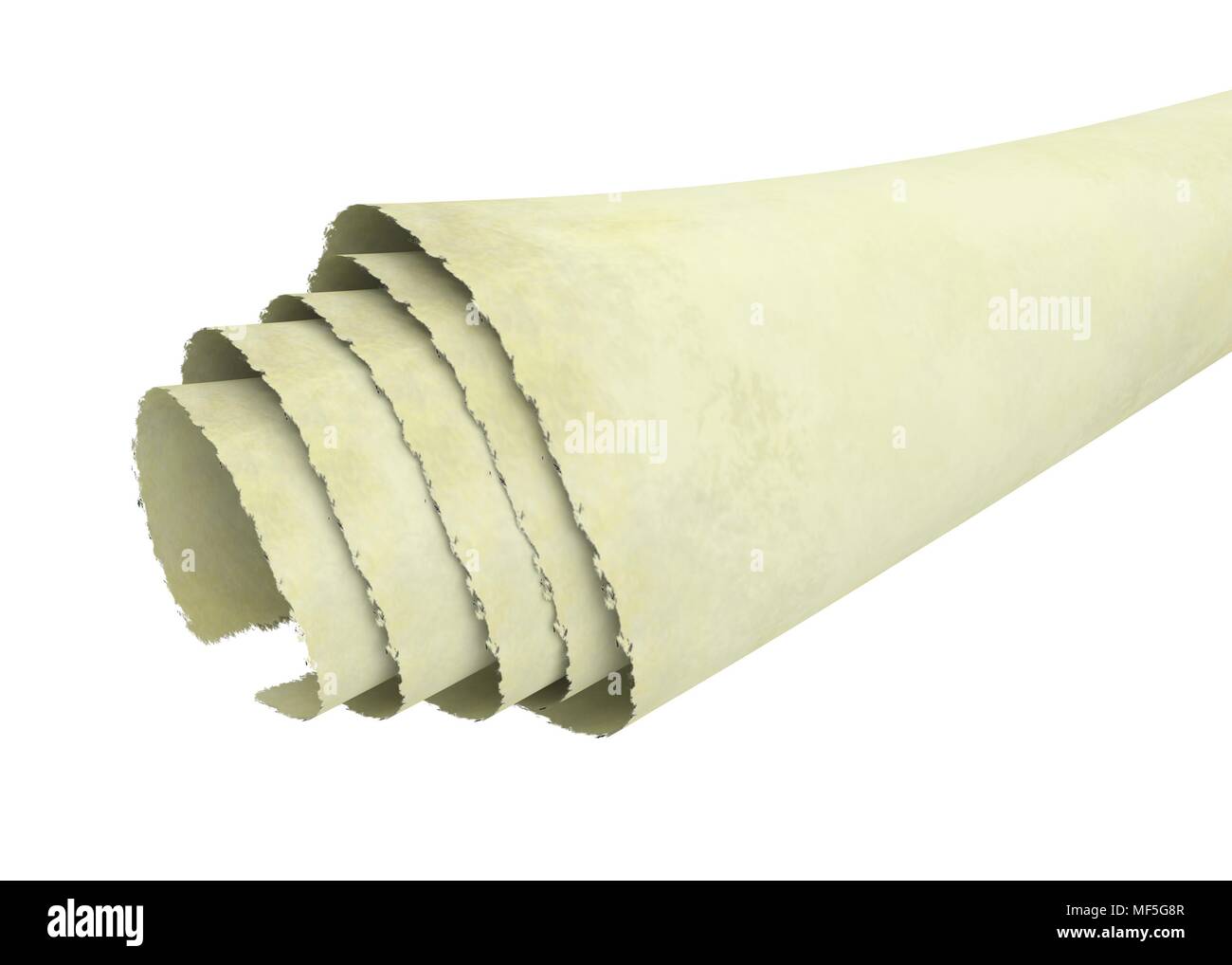 3d old paper sheets, over white, isolated Stock Photo - Alamy