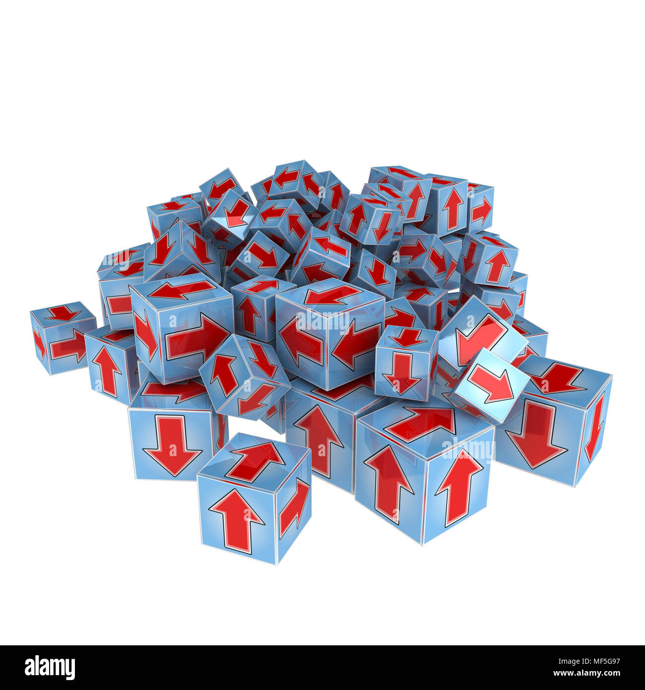 Brightly Colored 3d Arrow Cubes, over white, isolated Stock Photo - Alamy