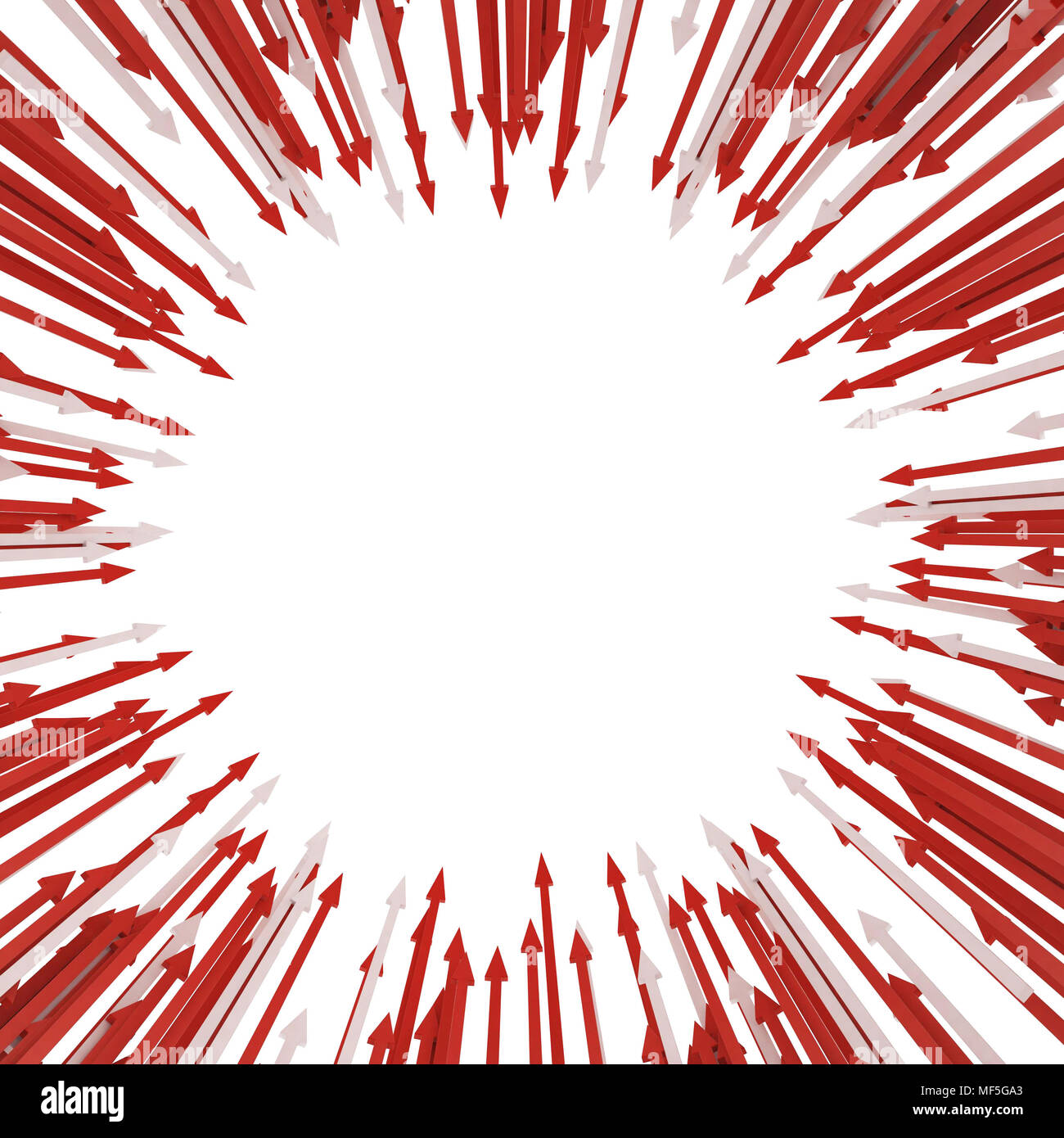 Mass of converging 3d arrows, red and white Stock Photo - Alamy