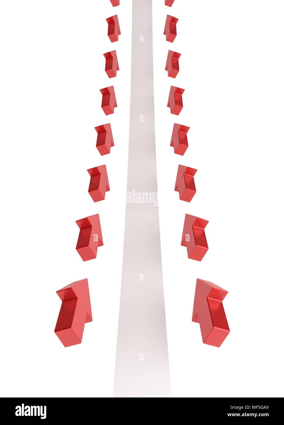 Red 3d arrow path, over white, cutout Stock Photo - Alamy