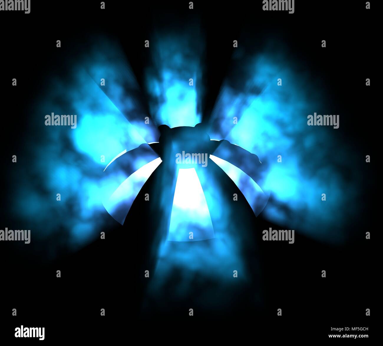Blue 3d flames, dark background Stock Photo - Alamy