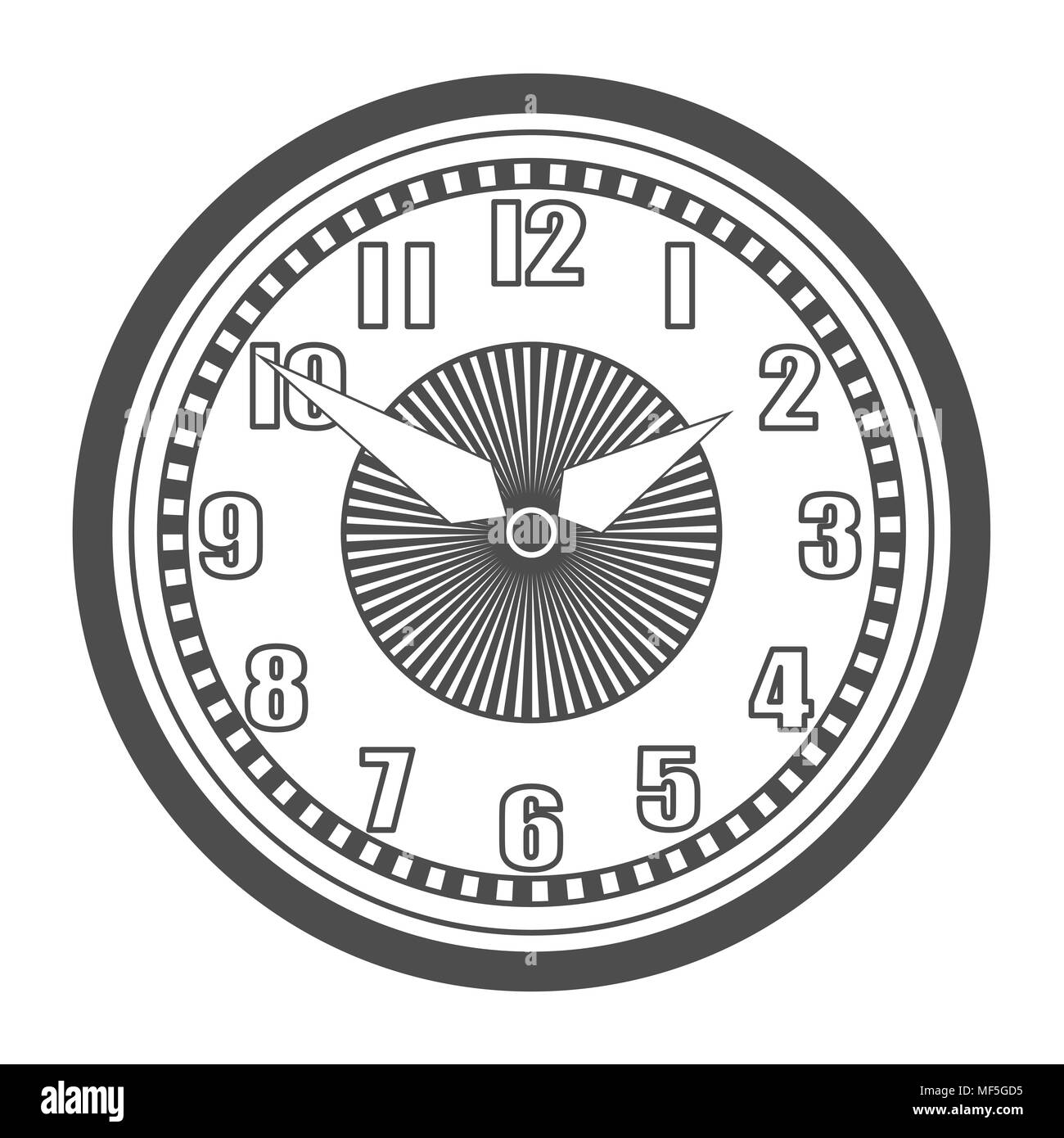 Classic design mechanical wristwatch isolated on white background. Clock face with hour, minute ...