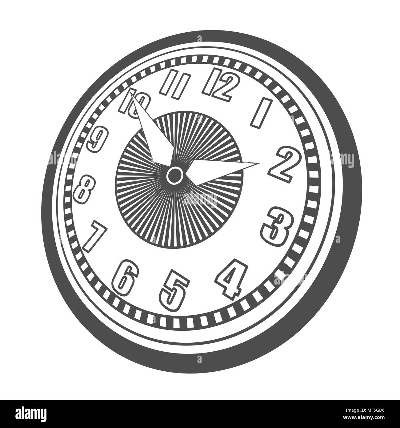 Classic design mechanical wristwatch isolated on white background. Clock face with hour, minute ...