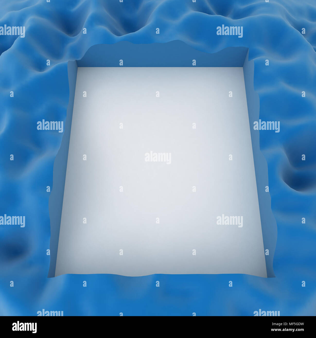 A square shape cut in a blue 3d surface Stock Photo - Alamy