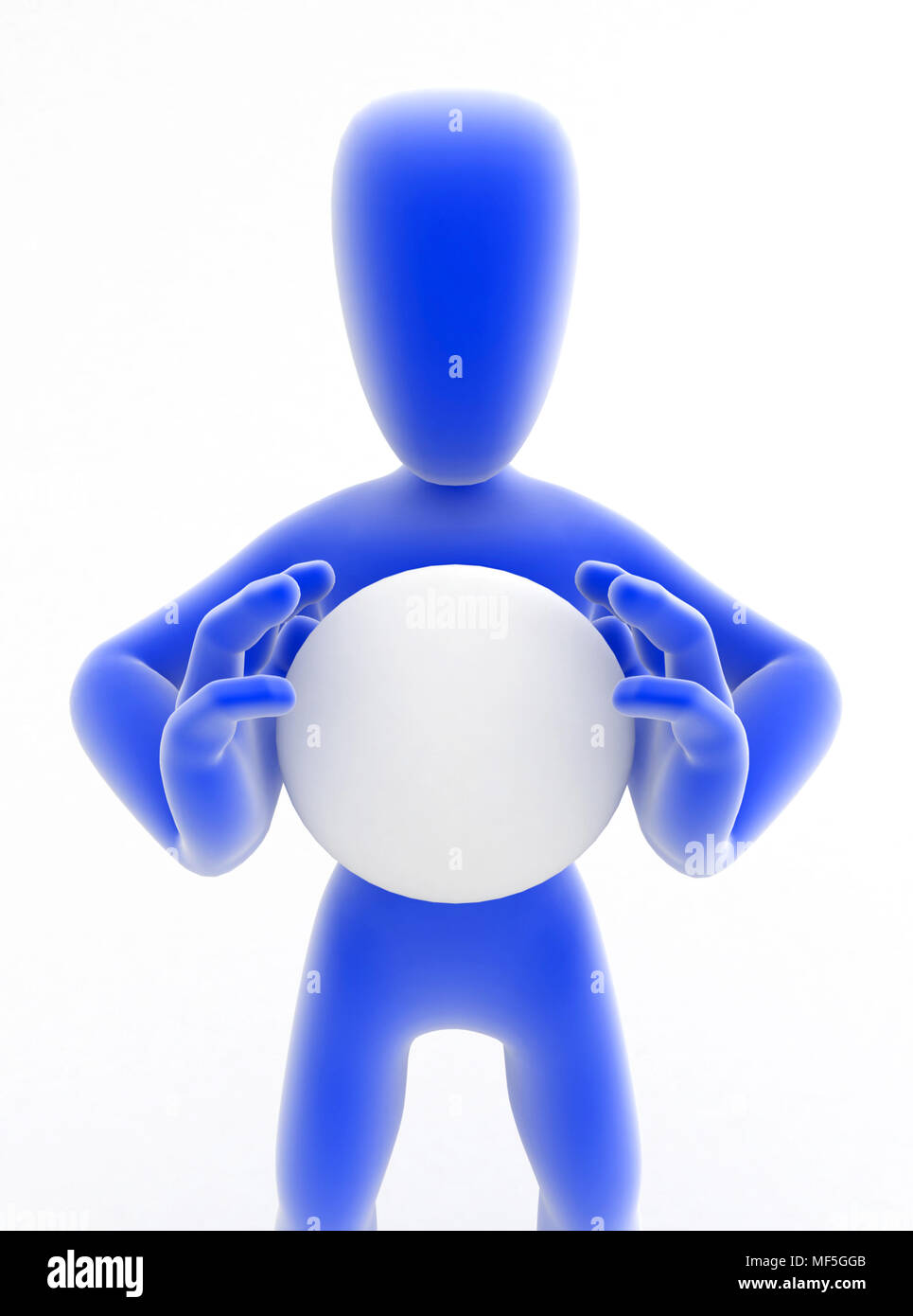 A blue 3d figure illustration, white disc, isolated, over white Stock ...