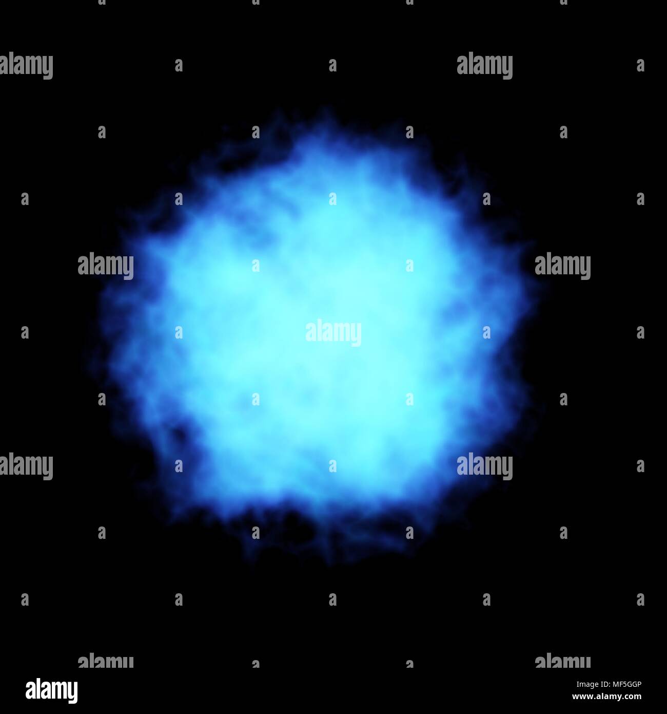 Spherical light blue 3d flame effect, black background Stock Photo - Alamy