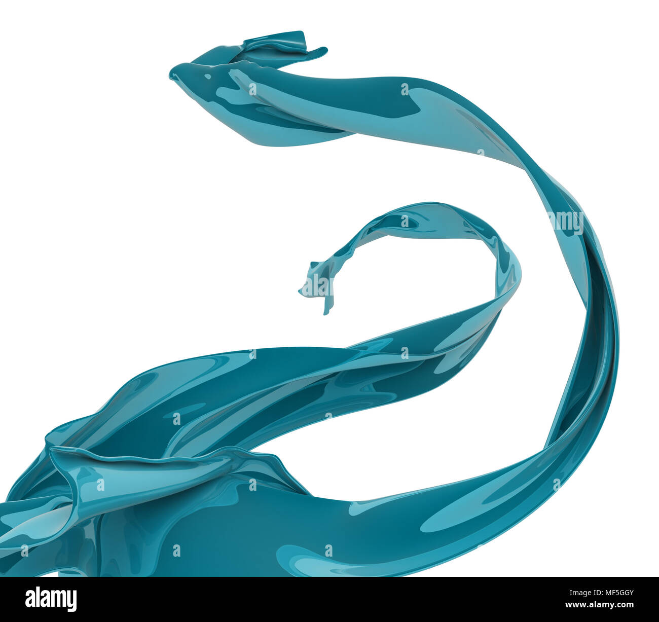 Wide blue flowing 3d ribbons, over white, horizontal Stock Photo - Alamy