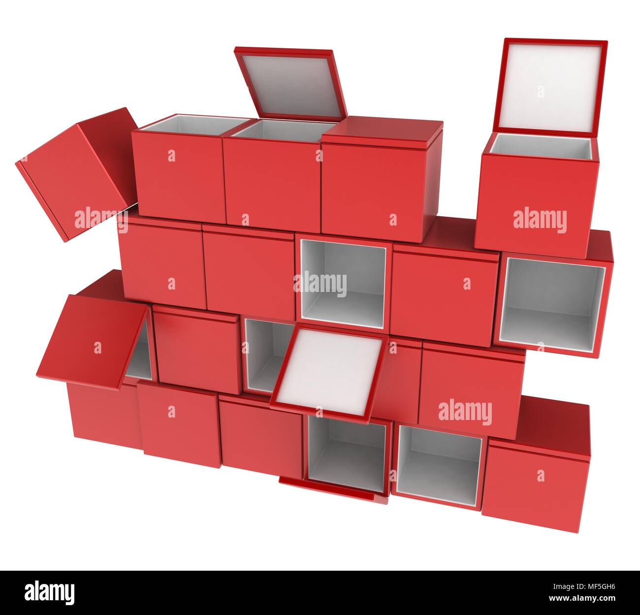 A Wall of 3d boxes, over white, isolated Stock Photo - Alamy