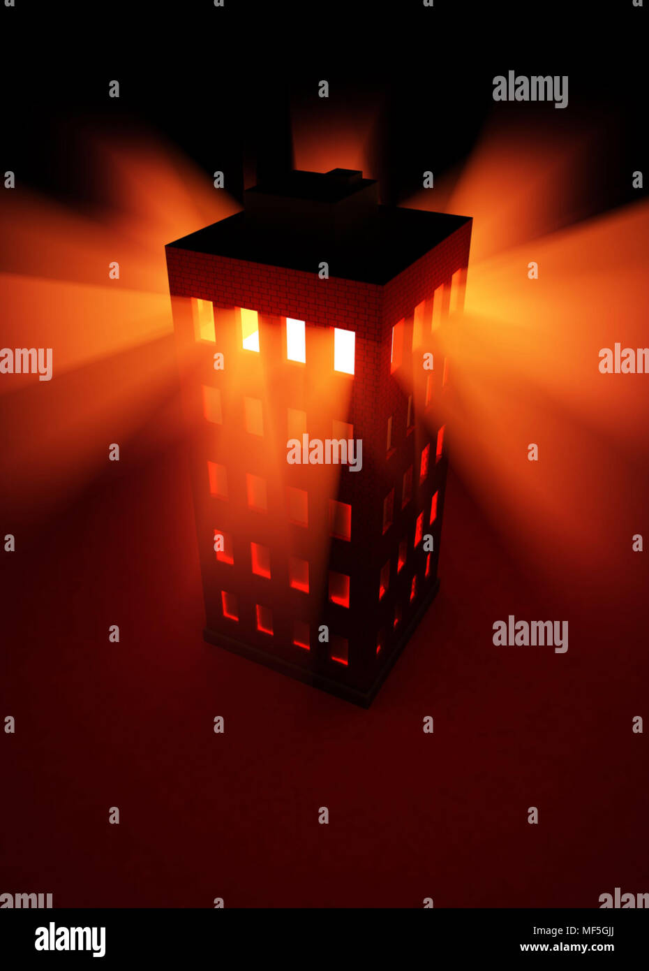 Red 3d building flash, vertical Stock Photo - Alamy