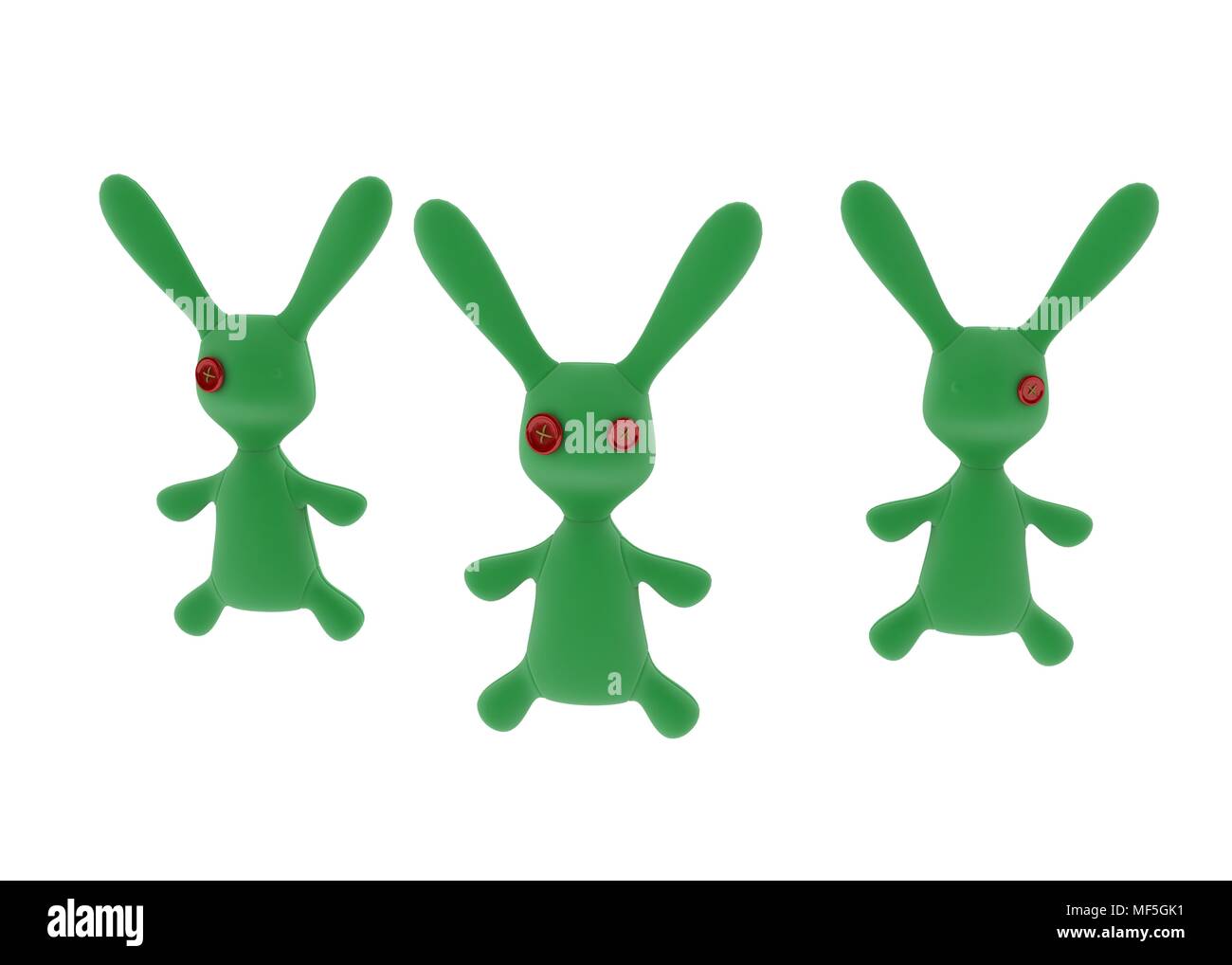 3 green stuffed 3d rabbits Stock Photo - Alamy