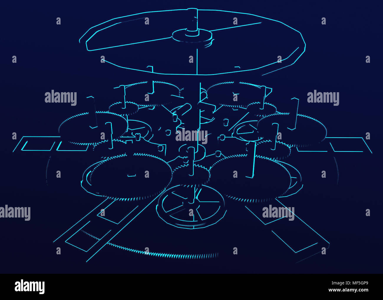 Clockwork Line Design, 3d, Horizontal Stock Photo - Alamy